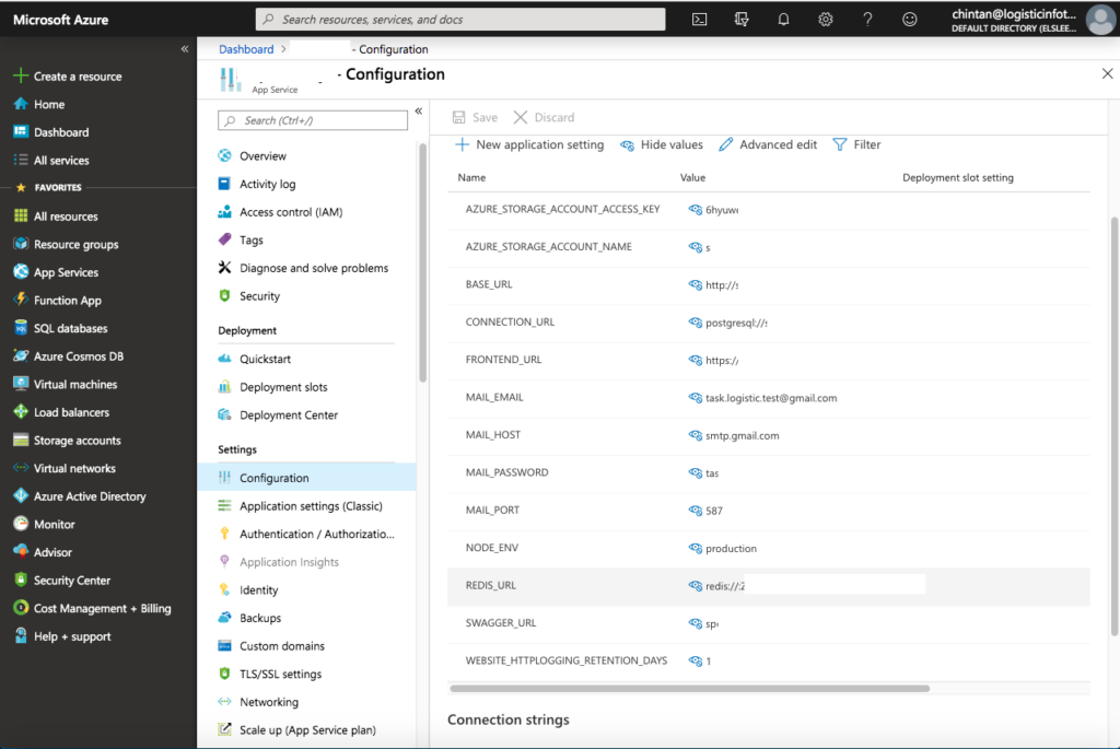 Azure Nodejs Production Configuration Logistic Infotech 9595
